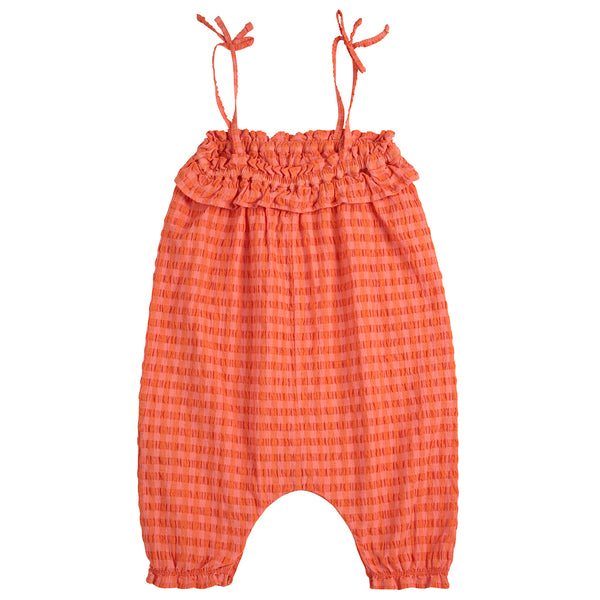 Bobo Choses Baby Vichy Jumpsuit Coral Pink - Advice from a Caterpillar