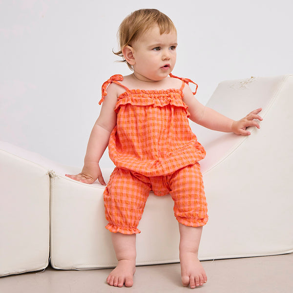 Bobo Choses Baby Vichy Jumpsuit Coral Pink - Advice from a Caterpillar